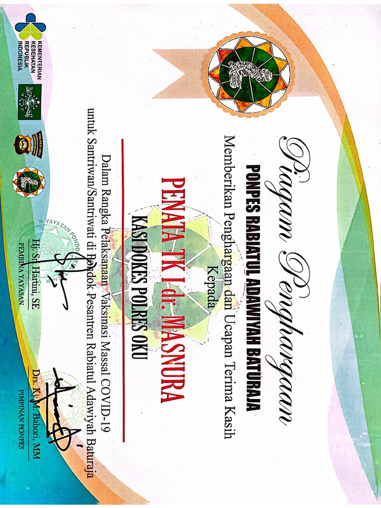 Piagam Penghargaan Penata TK I | PDF