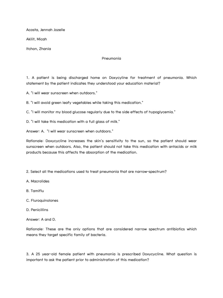 Pneumonia Quiz | PDF | Pneumonia | Penicillin