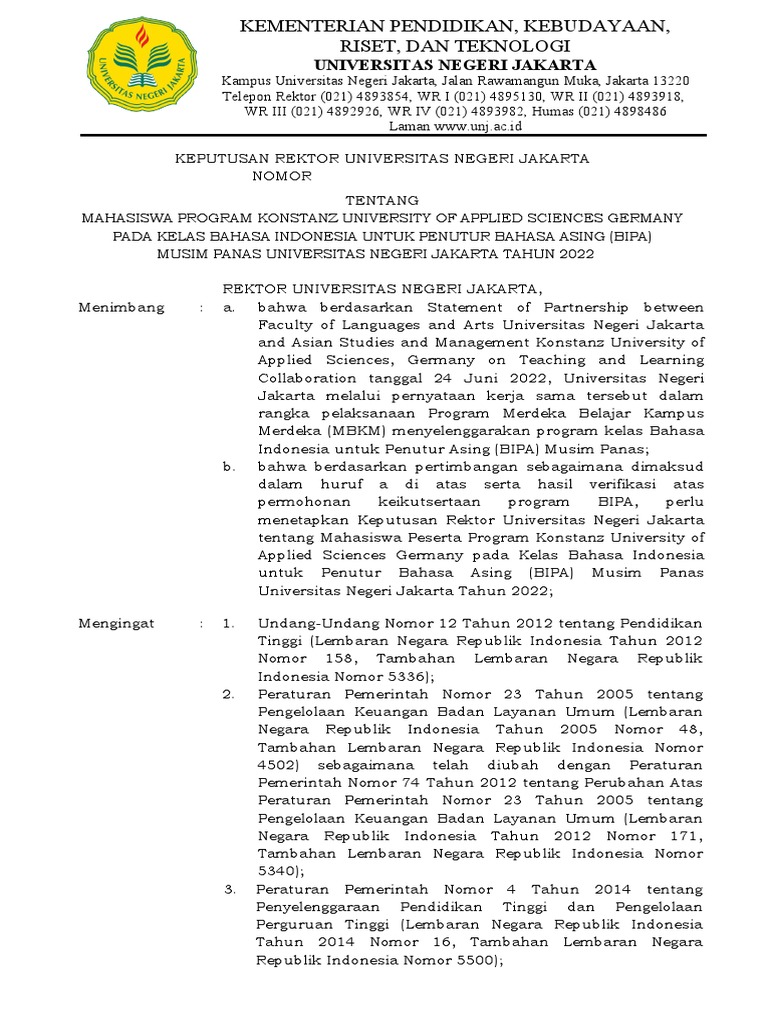 SK Rektor Mahasiswa BIPA Konstanz University (FR) | PDF