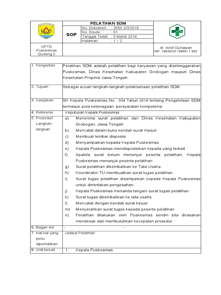 205 Sop Pelatihan SDM | PDF