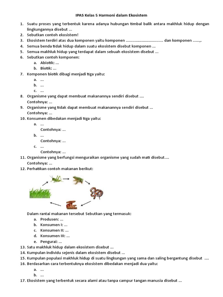Ipas Kelas 5 Ekosistem | PDF
