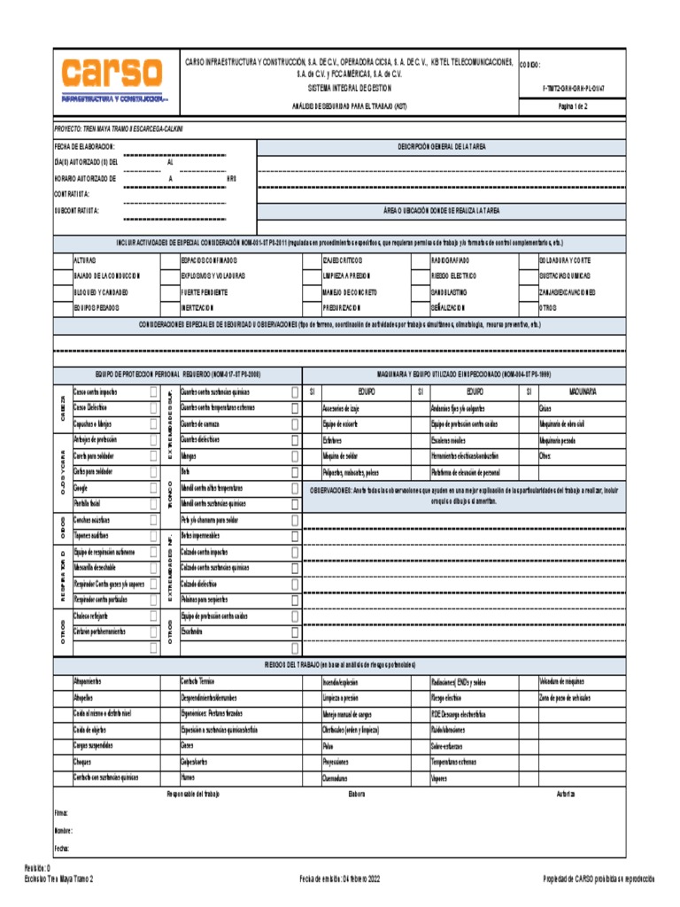 Analisis de Seguridad para El Trabajo (AST) | PDF | Soldadura ...