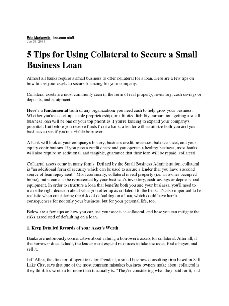 Loan Collateral | PDF | Loans | Collateral (Finance)