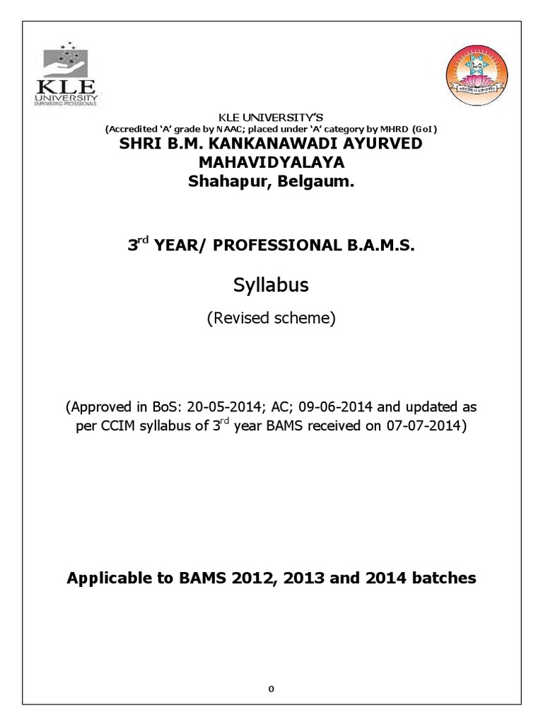 BAMS 3rd Year Roga Nidana Syllabus | PDF | Yoga | Family Planning