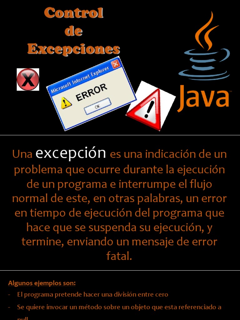 Control de Excepciones | PDF | Java (lenguaje de programación) | Objeto (informática)