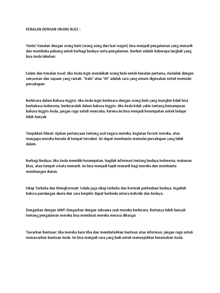 Kenalan Dengan Bule | PDF