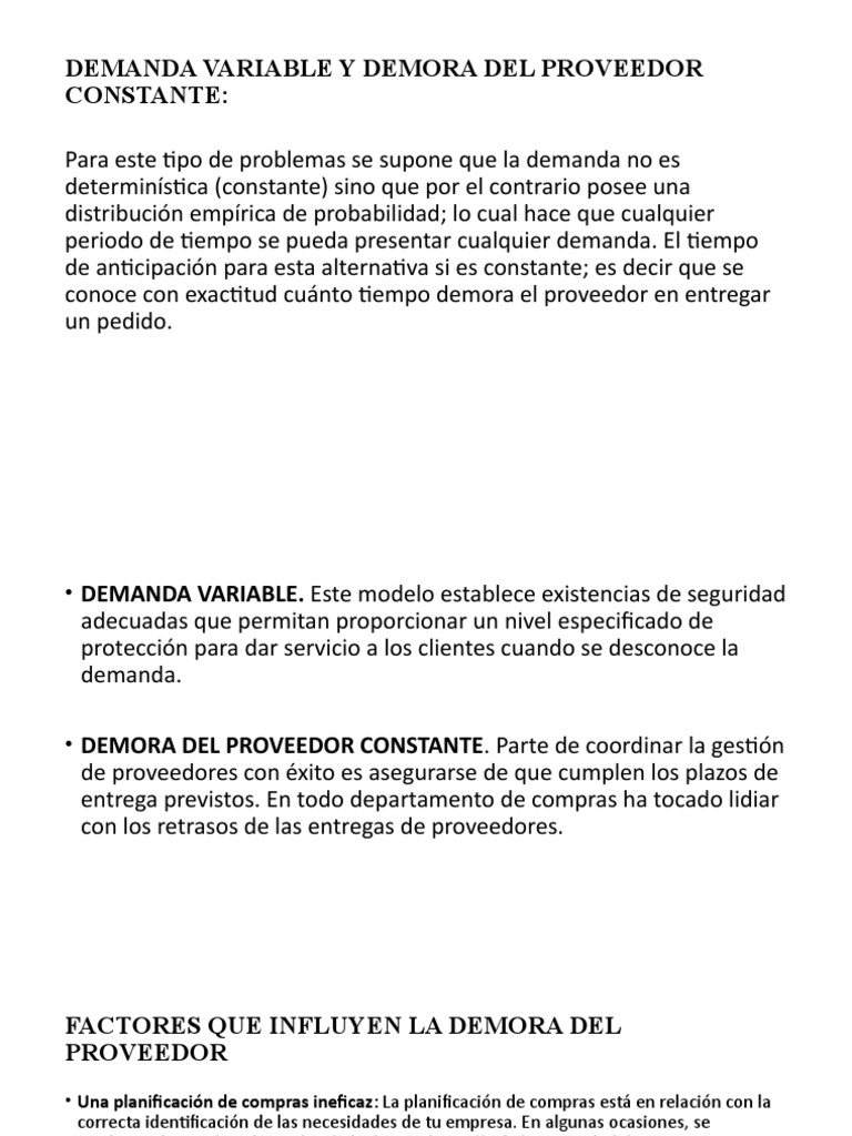 Demanda Variable y Demora Del Proveedor Constante | PDF