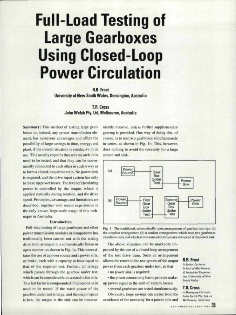 Full-Load Testing of Large Gearbox Using Close-Loop Criculation Power ...
