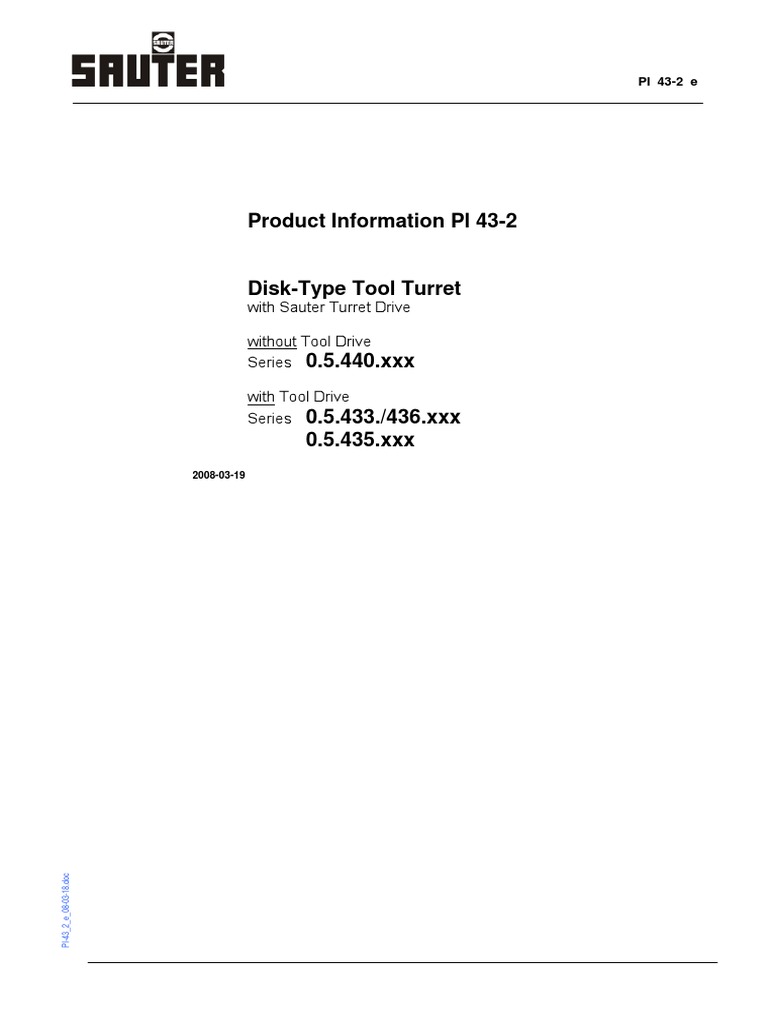 Sauter Turret Manual | PDF | Electric Motor | Gear
