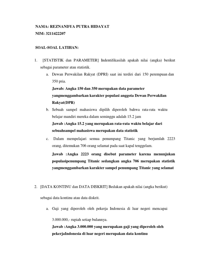 Reznandya Putra Hidayat - Latihan Soal Statistika 3 | PDF