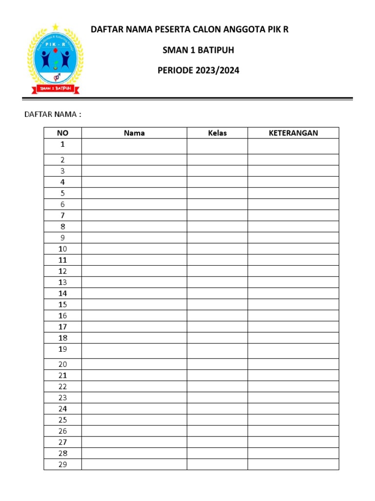 Program Kegiatan Pik Remaja Smansa Sma n 1 Batipuh Tahun 2023-2024 | PDF