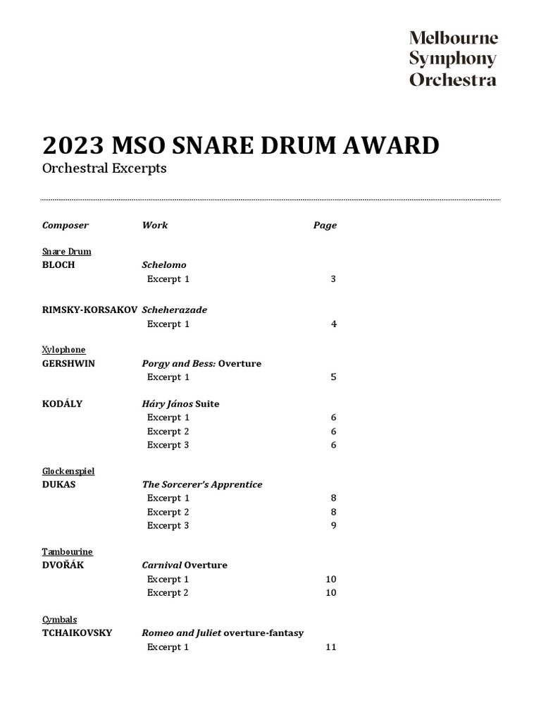 2023 Snare Drum Award | PDF