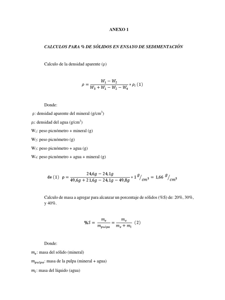 Porcentaje de Solidos | PDF
