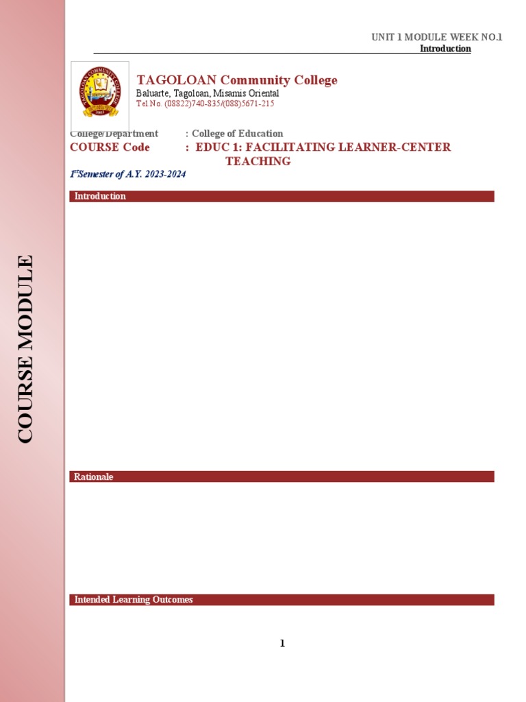EDUC 1 Course Module Overview | PDF