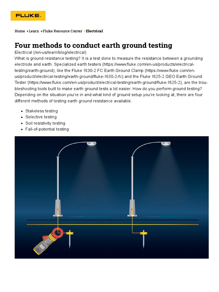4 Essential Ground Testing Methods - Fluke | PDF | Electrical ...