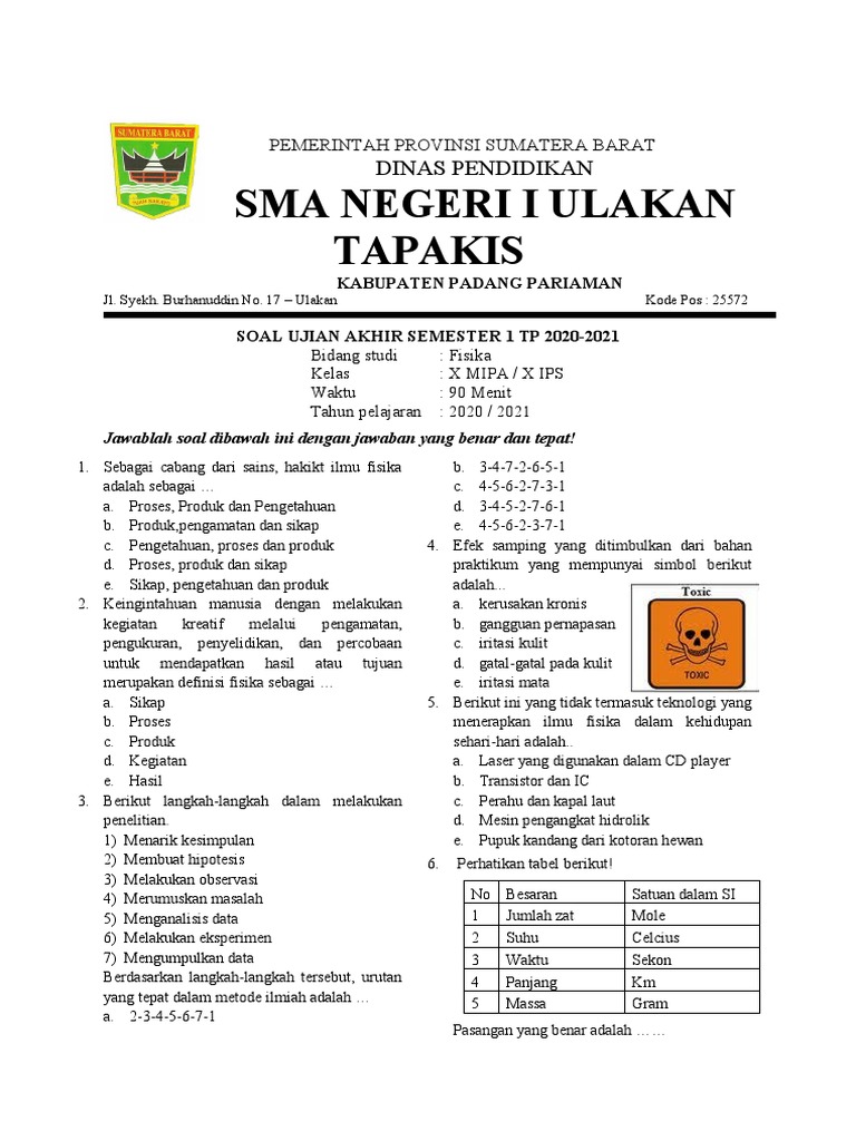 Soal Uas Fisika Kelas X | PDF