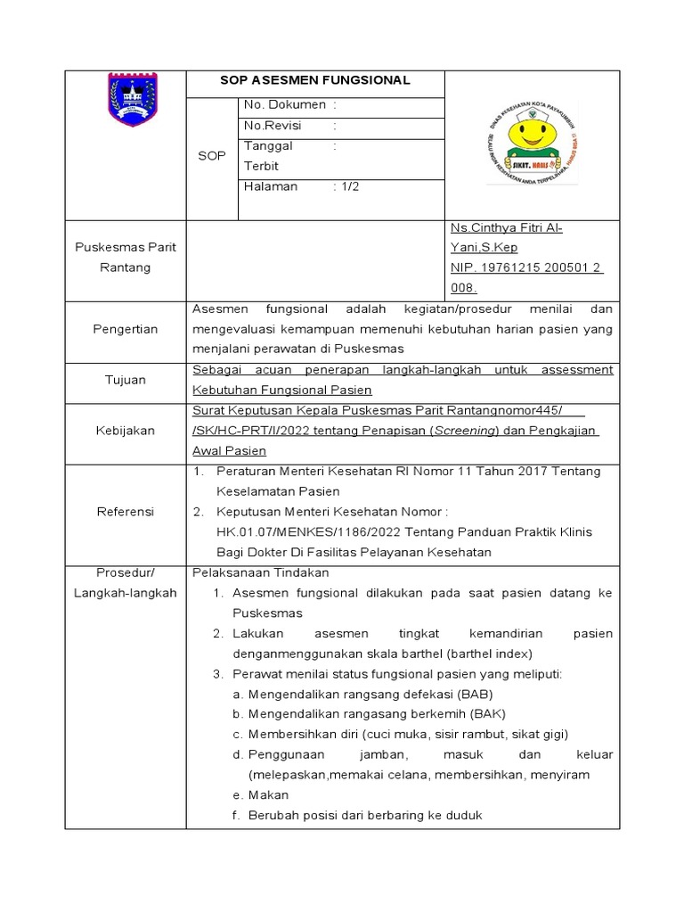 SOP ASSESMENT Fungsional PRT | PDF
