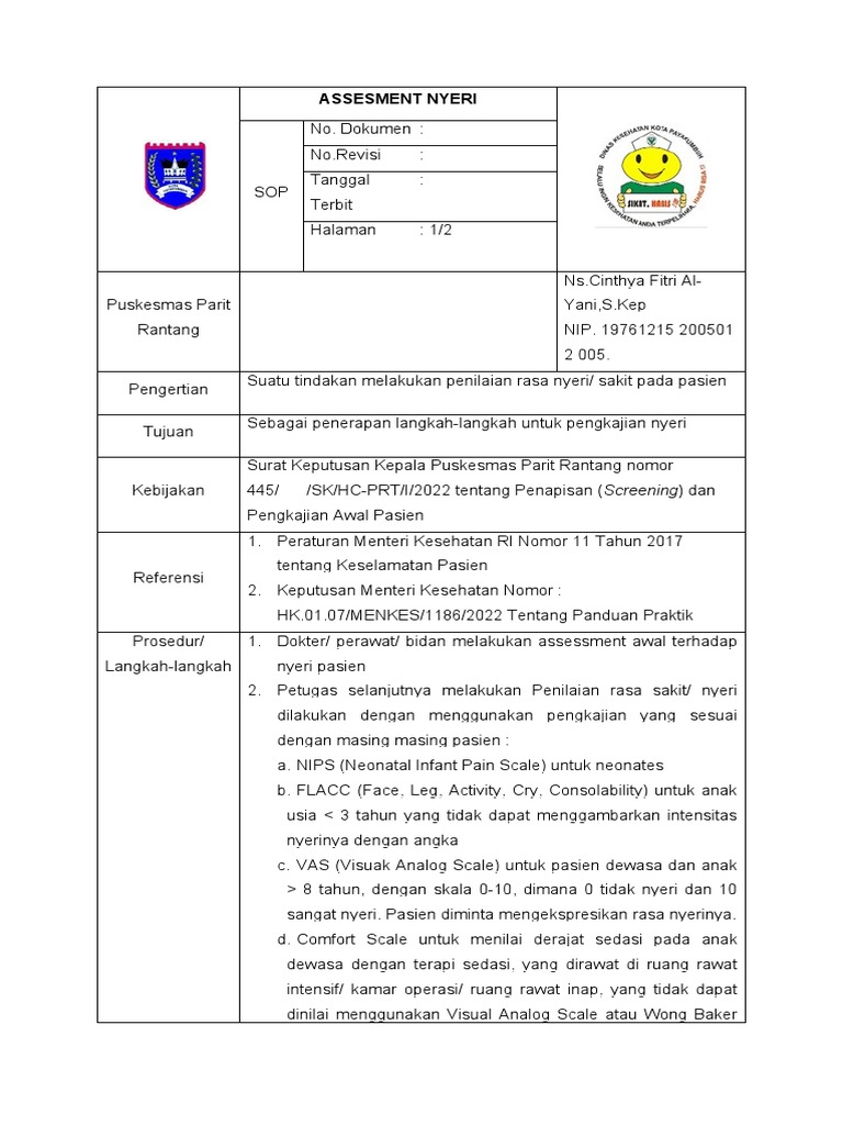 Sop Assesment Nyeri PRT | PDF