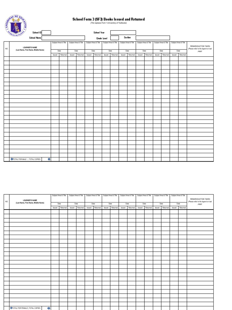 SF 3 Books Issued and Returned | PDF