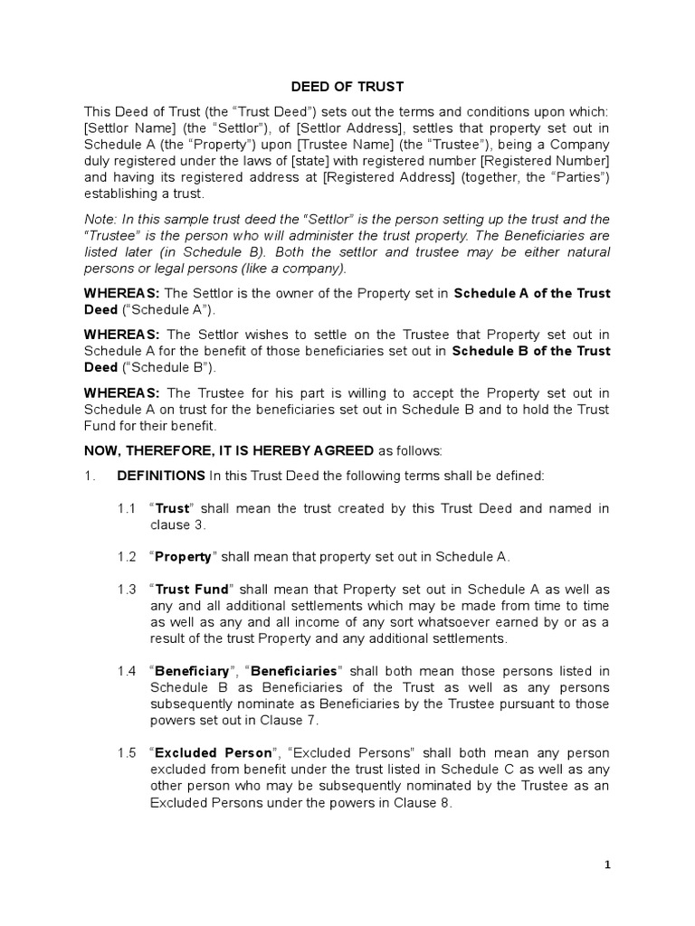 Trust Deed-English Vers.2 | PDF