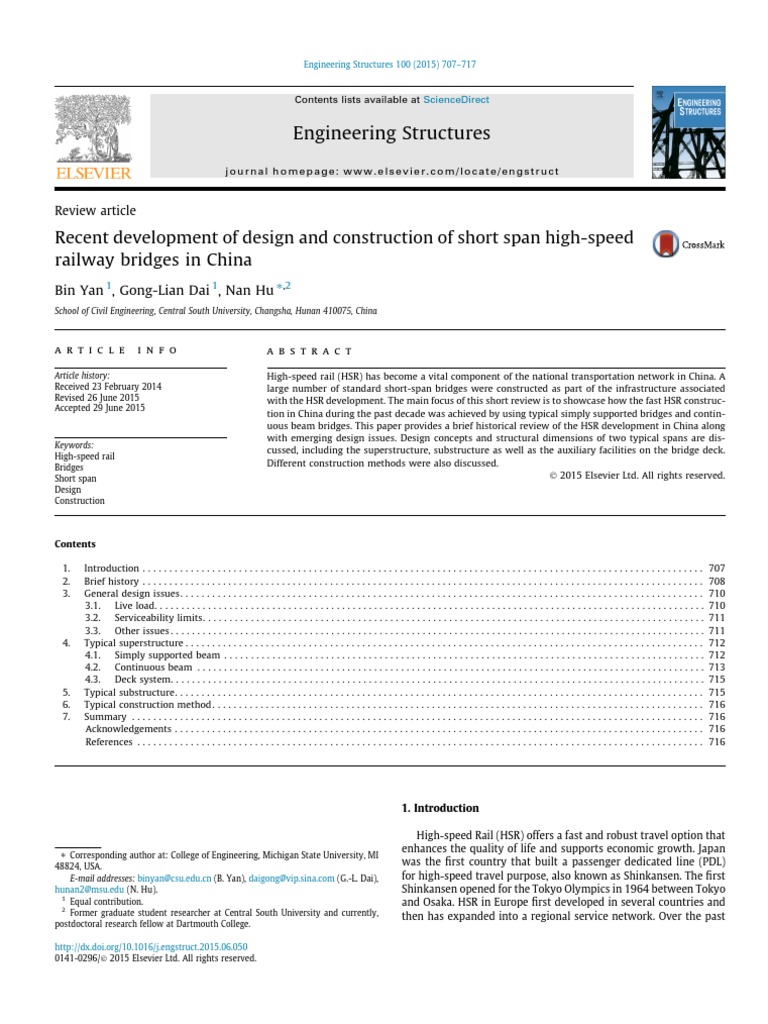 Recent Development of Design and Construction of Short Span High Speed Railway Bridge in China ...