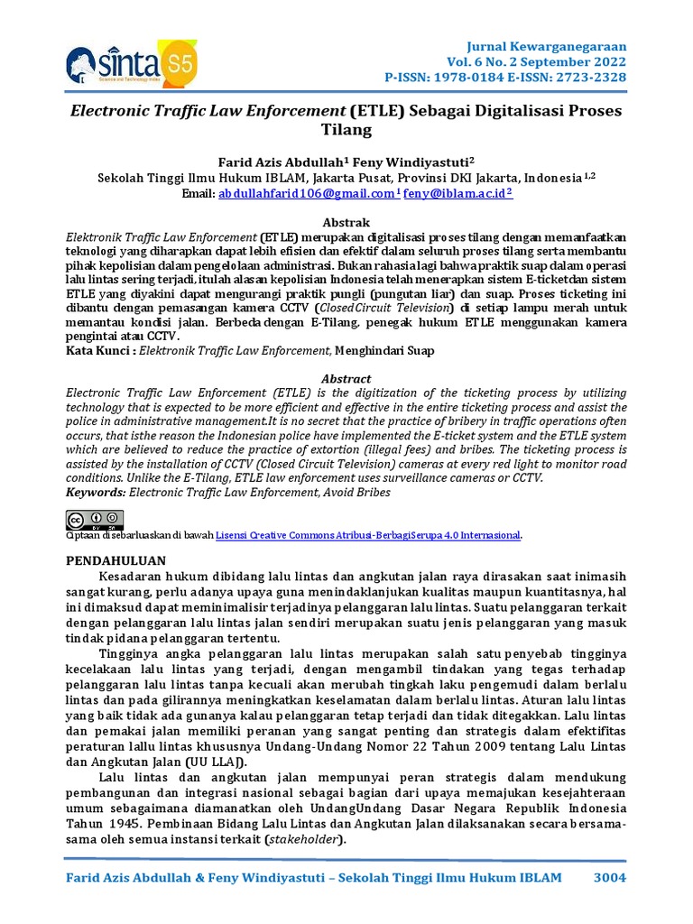 Baimppkn,+074 +Electronic+Traffic+Law+Enforcement+ (ETLE) +Sebagai+Digitalisasi+Proses+Tilang | PDF