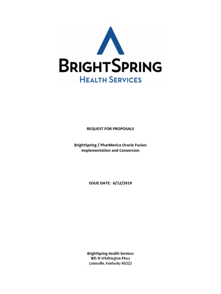 BrightSpring Fusion Implementation and Conversion RFP 6.12.19 | PDF ...