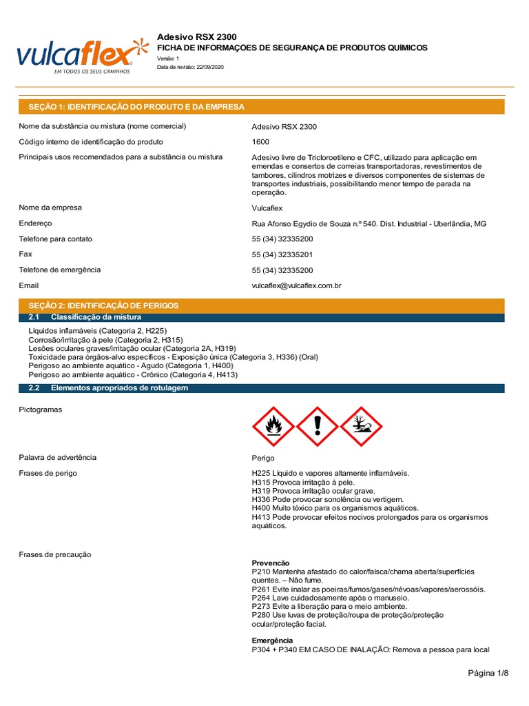 Adesivo RSX 2300 - Fispq - v1 - Rev0 | PDF | Química | Desperdício
