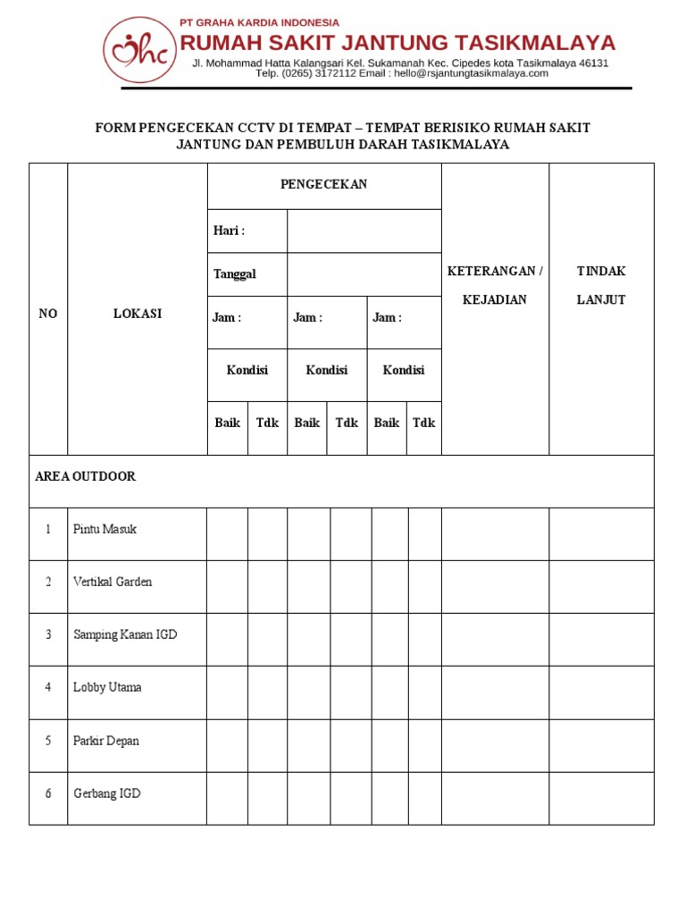 Pengecekan CCTV RS Jantung Tasikmalaya | PDF