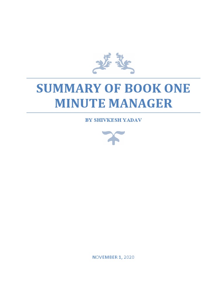 Summary of The Book One Minute Manager. | PDF | Goal Setting | Goal
