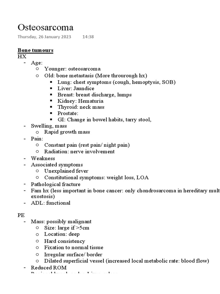Osteosarcoma | PDF | Metastasis | Bone