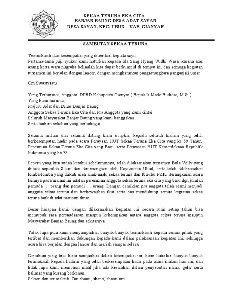 Sambutan Ketua STT | PDF