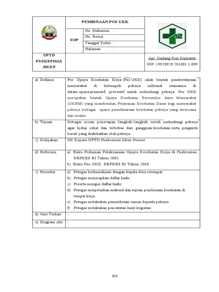 SOP Pos UKK | PDF SOP Pos UKK | PDF