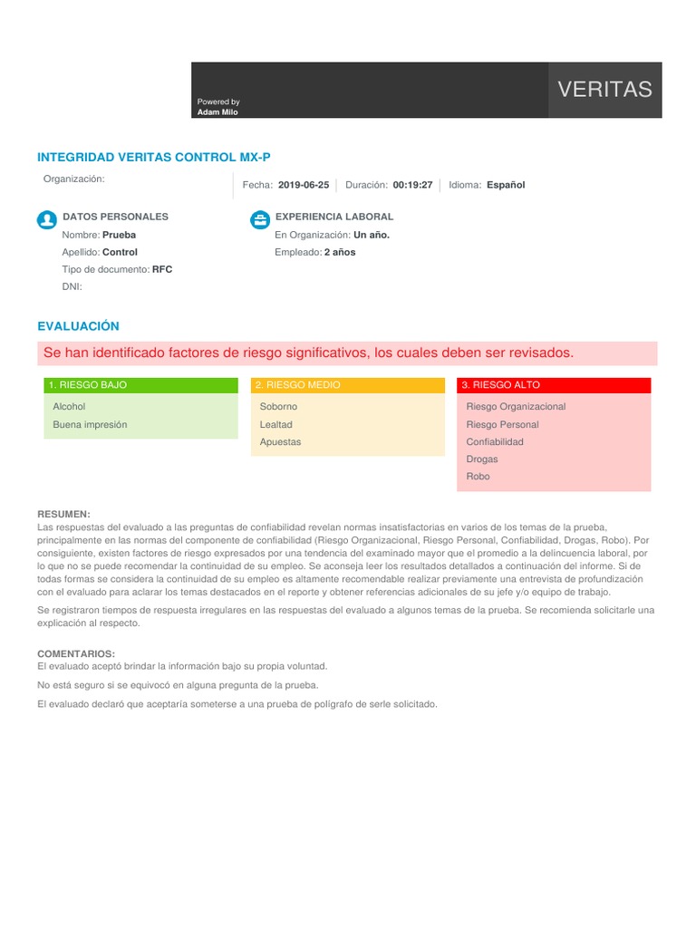 Veritas Control Ej Reporte | PDF | Business | Drogas