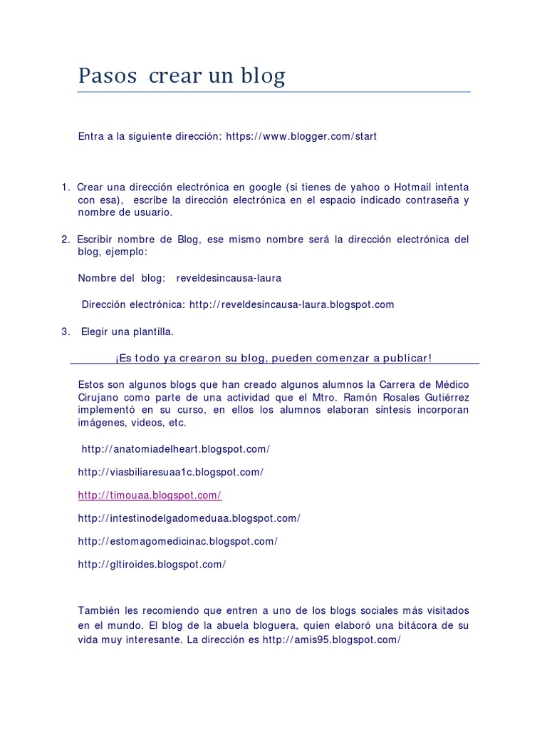 Pasos para Crear Un Blog | PDF | Crecimiento personal y profesional ...