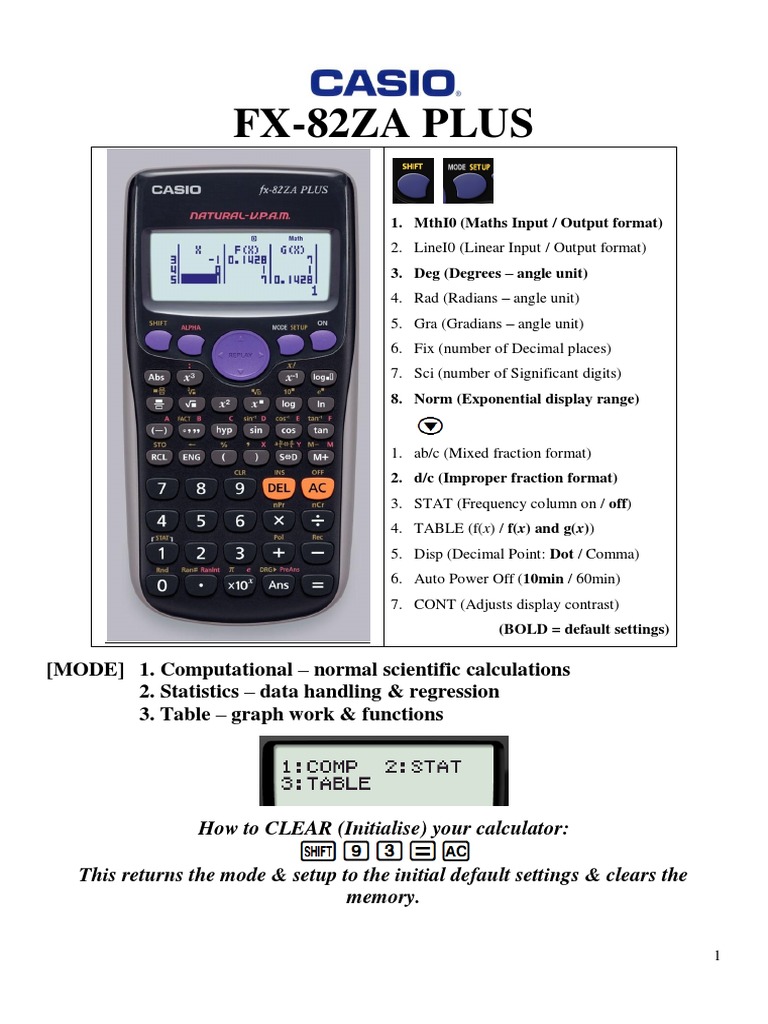 Casio-FX-82ZA-PLUS-Cheatsheet | PDF | Regression Analysis | Linear Regression