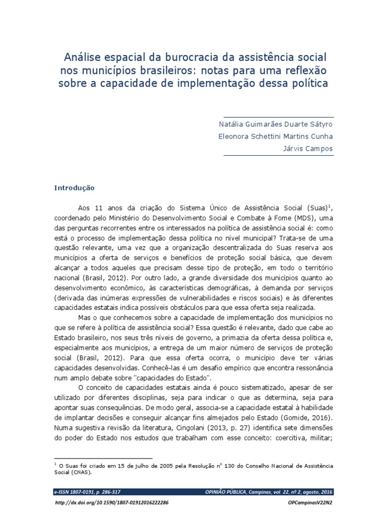 SÁTYRO, Natália Et Al (2016) - Análise Espacial Da Burocracia Da ... SÁTYRO, Natália Et Al (2016) - Análise Espacial Da Burocracia Da ...