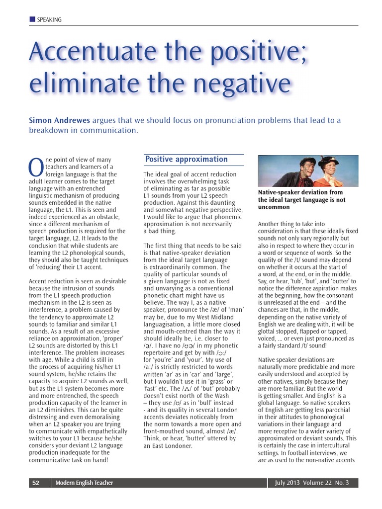 Pronunciation - Accentuate The Positive - Eliminate The Negative | PDF ...