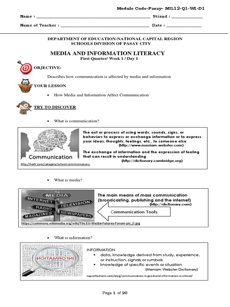 Communication: Media and Information Literacy | PDF | Information Literacy | Mass Media