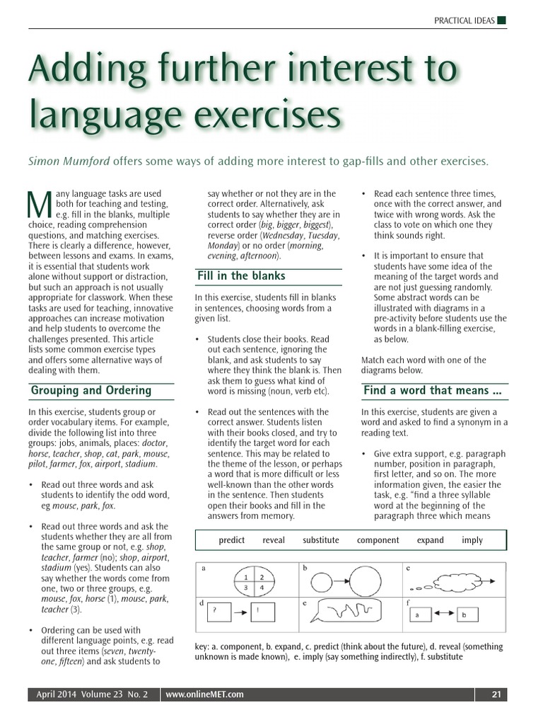 Adding Further Interest To Language Exercises | PDF | Question | Word
