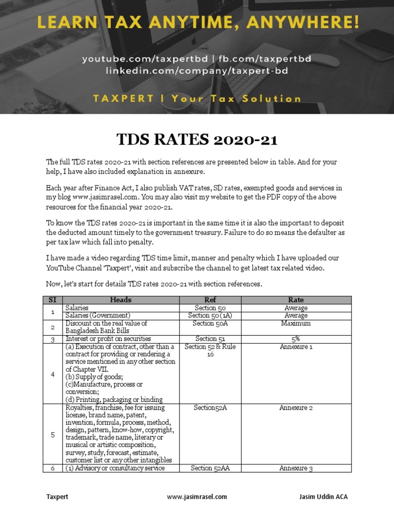 2020-21 TDS Rates 2020 21 Taxpert | PDF | Taxes | Discounting
