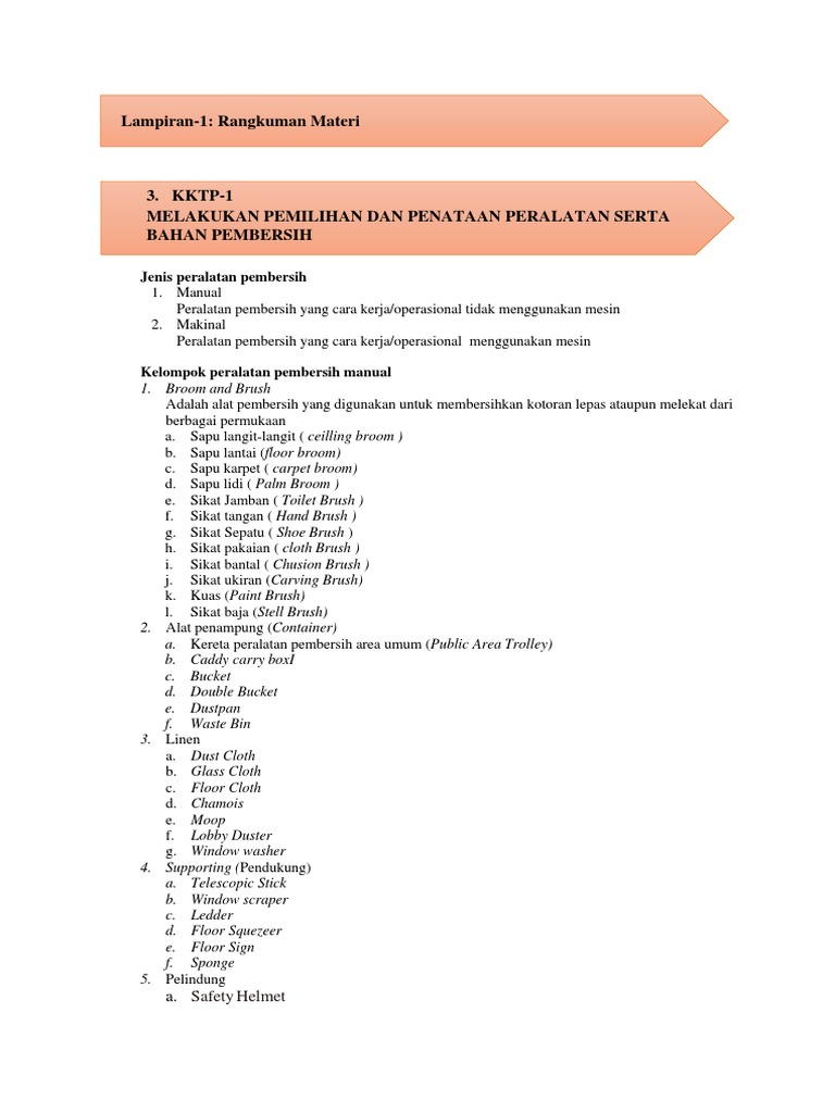 MA - Mengaplikasikan Kebersihan Lokasi Area Dan Merangkai Bunga - Referensi Materi Pertemuan 1-1 ...