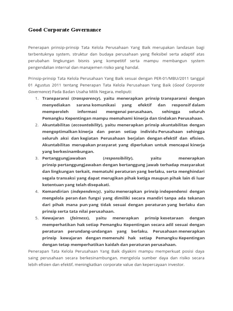 Good Corporate Governance | PDF