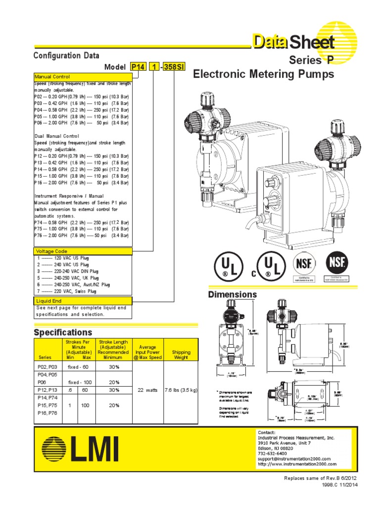Lmi Series P Datasheet | PDF | Pipe (Fluid Conveyance) | Valve