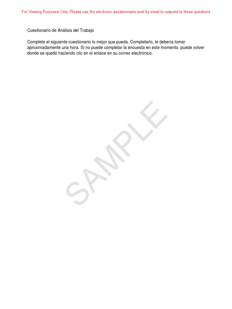 Job Analysis Questionnaire Spanish | PDF