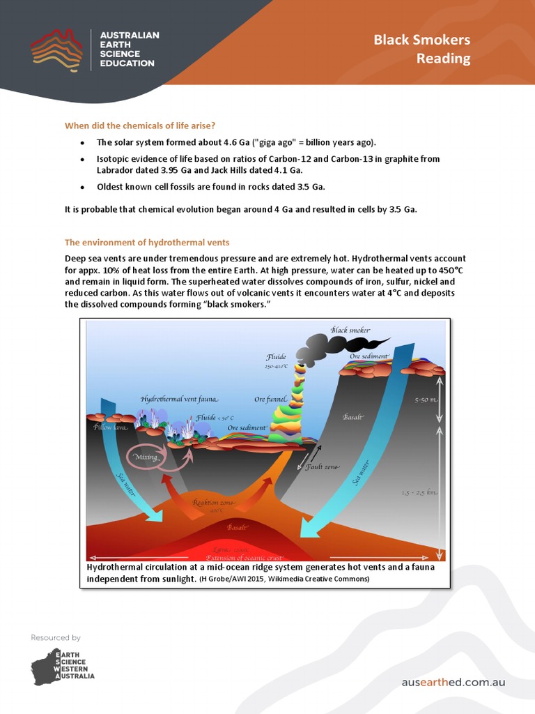 Black Smokers Reading | PDF | Hydrothermal Vent | Life
