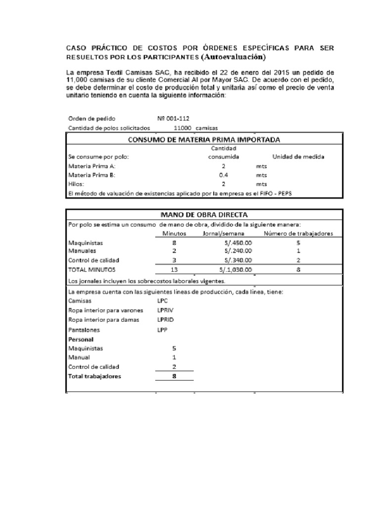 Caso Practico Costos Por Ordenes | PDF