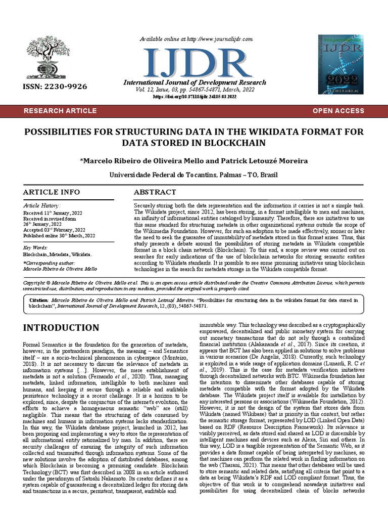 Possibilities for Structuring Data in the Wikidata Format for Data Stored in Blockchain | PDF ...