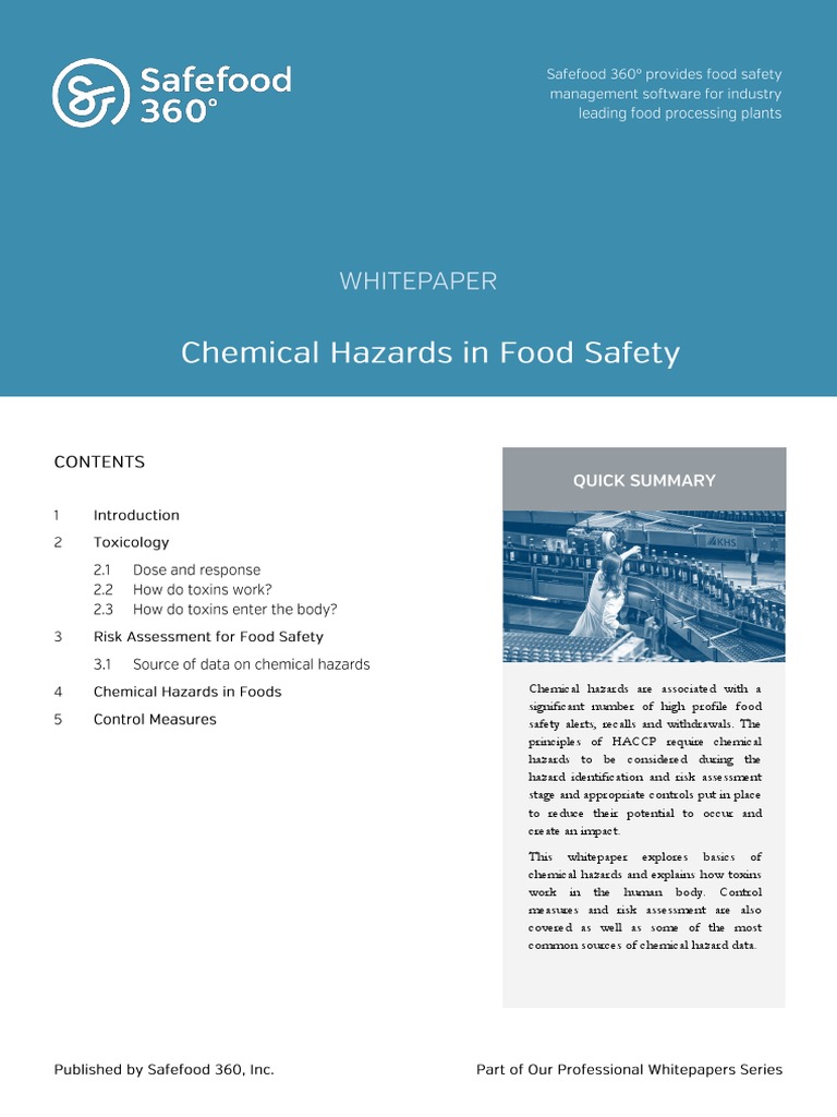 Chemical Hazards in Food Safety | PDF | Hazards | Toxicology