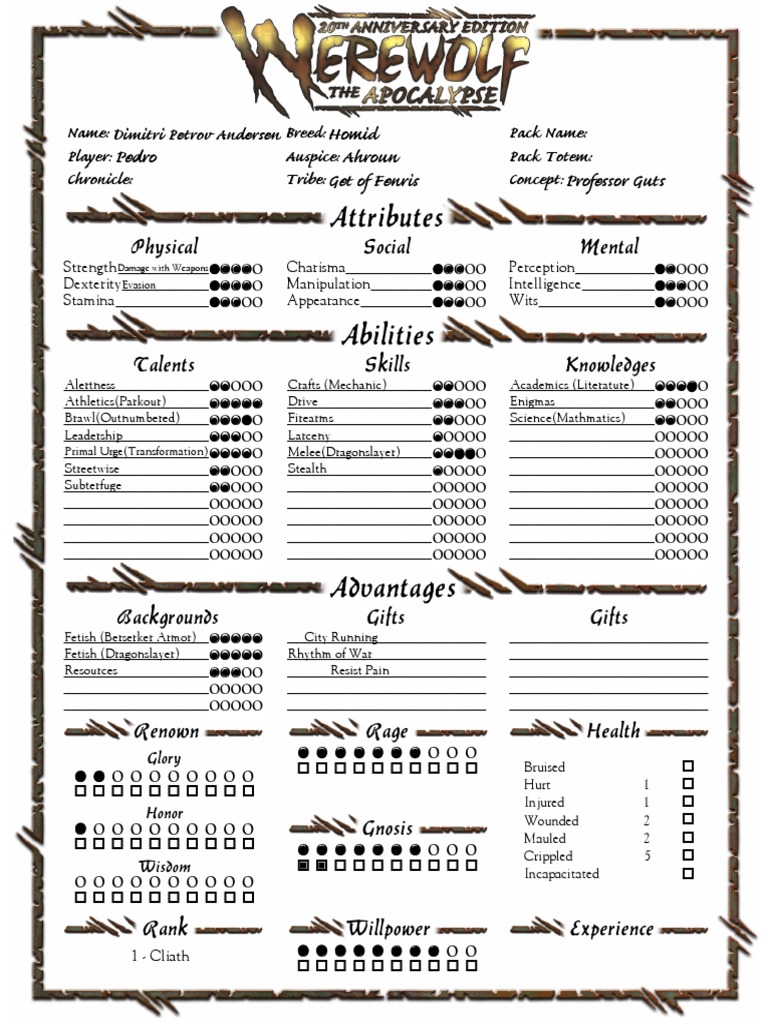 Get of Fenris Ahroun (Professor Guts) | PDF